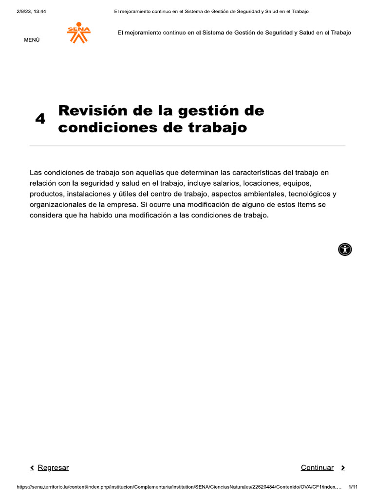 Revision de La Gestion de Condiciones de Trabajo | PDF