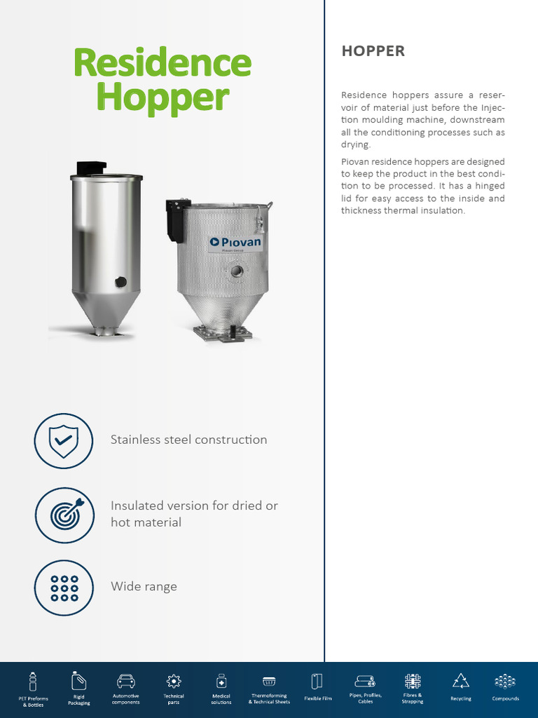 Piovan Residence Hoppers Overview | PDF