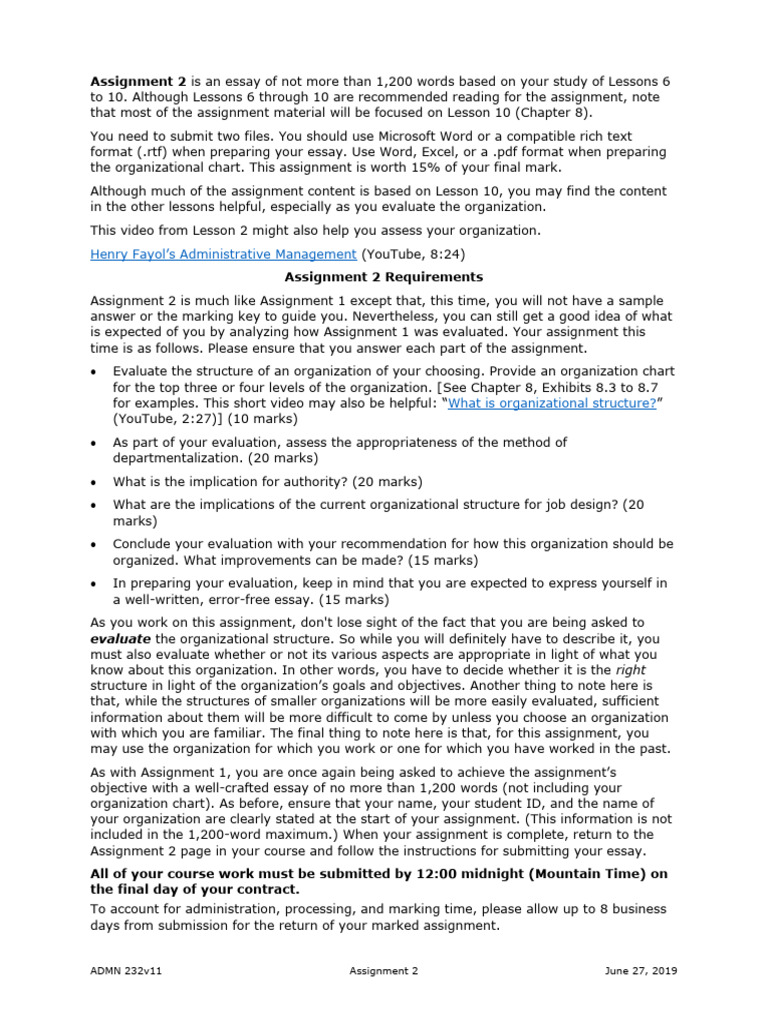 ADMN 232 v11 Assignment2 | PDF