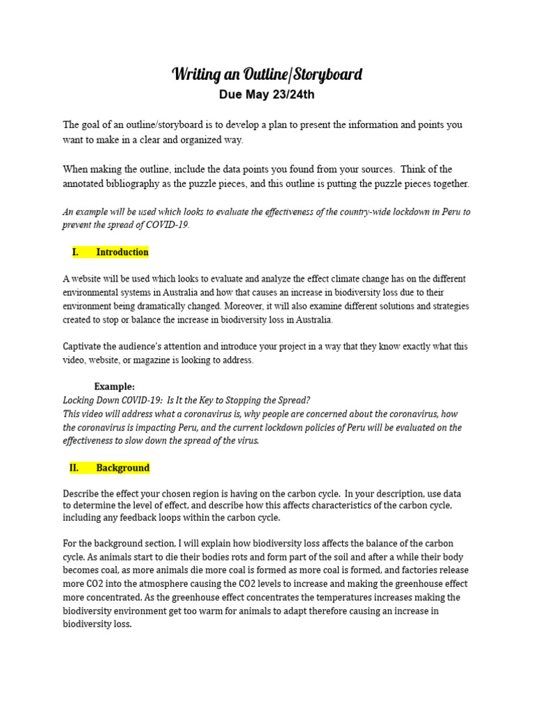 Outline - Storyboard Climate Change Project Expectations and Examples ...