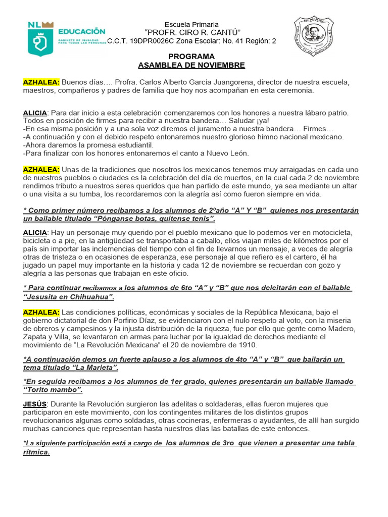 Programa Asamblea Noviembre | PDF | revolución mejicana