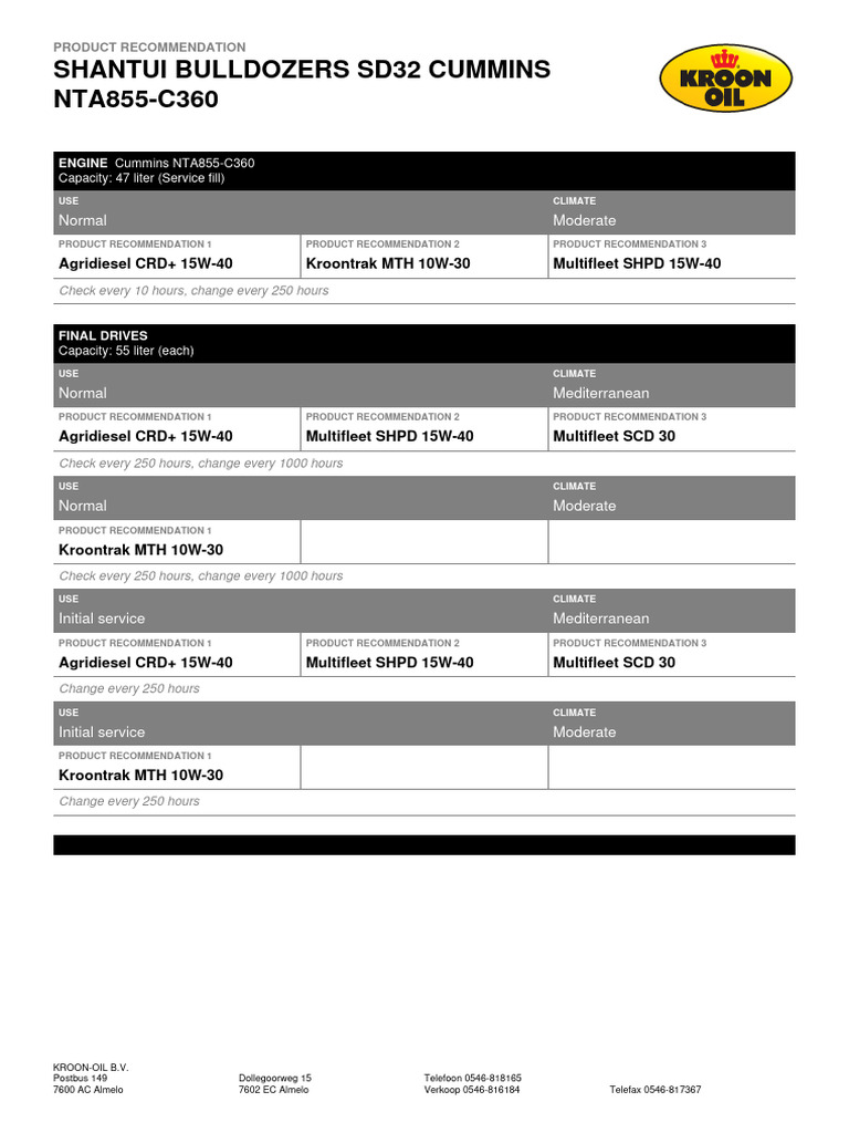 Product Recommendation Shantui Bulldozers SD32 Cummins NTA855-C360 | PDF | Land Vehicles ...