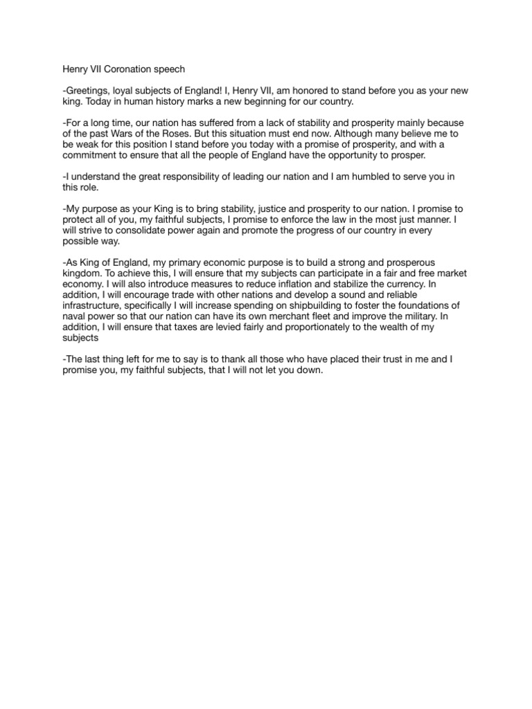 Henry VII Coronation Speech 1 | PDF | Politics