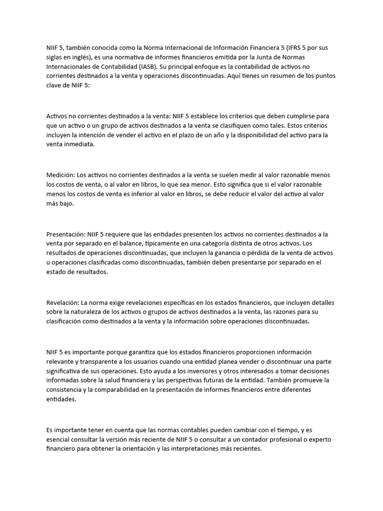 Niif 5 | PDF | normas internacionales de INFORMACION FINANCIERA ...