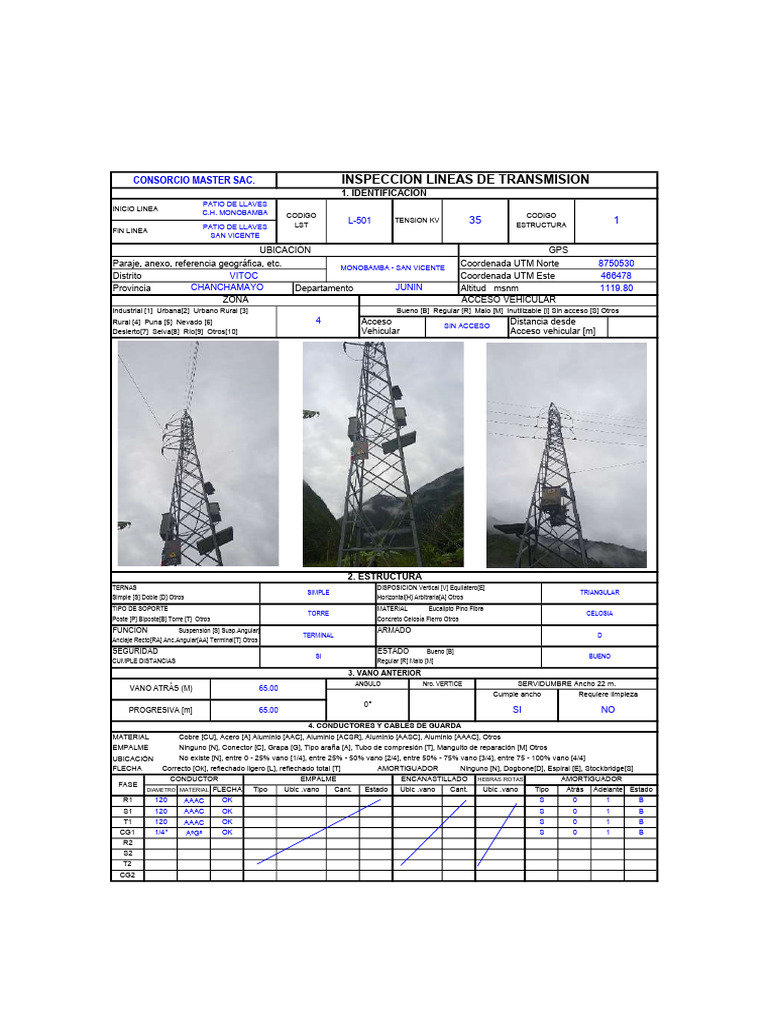 Formato de Inspeccion de Estructuras Electricas E1 | PDF | Materiales | Ingeniería de Edificación