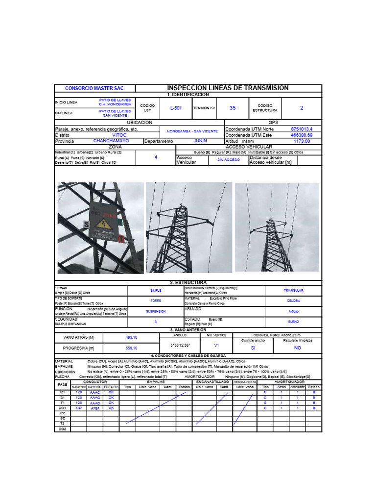 Formato de Inspección de Torres de Alta Tensión | PDF