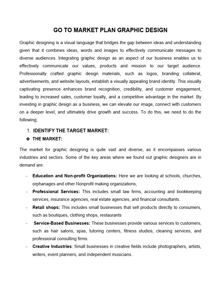 Go To Market Plan Graphic Design | PDF | Graphic Design | Pricing