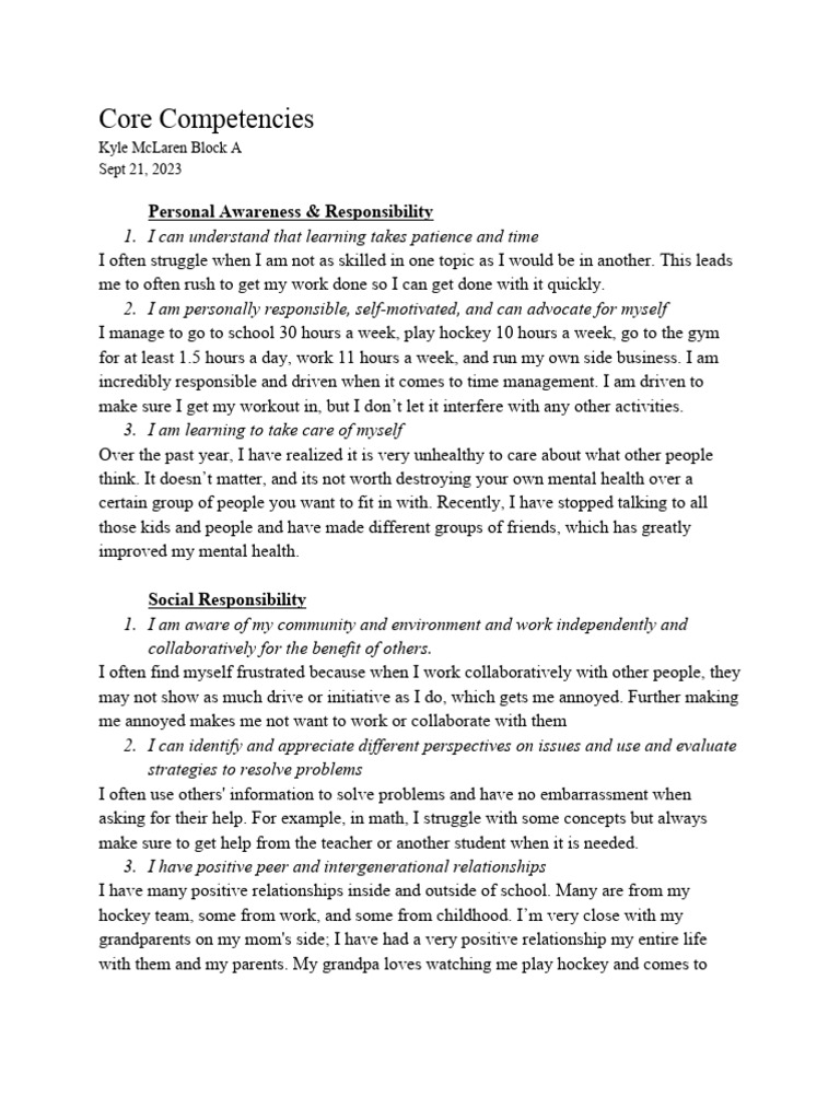 Core Competencies 1 | PDF