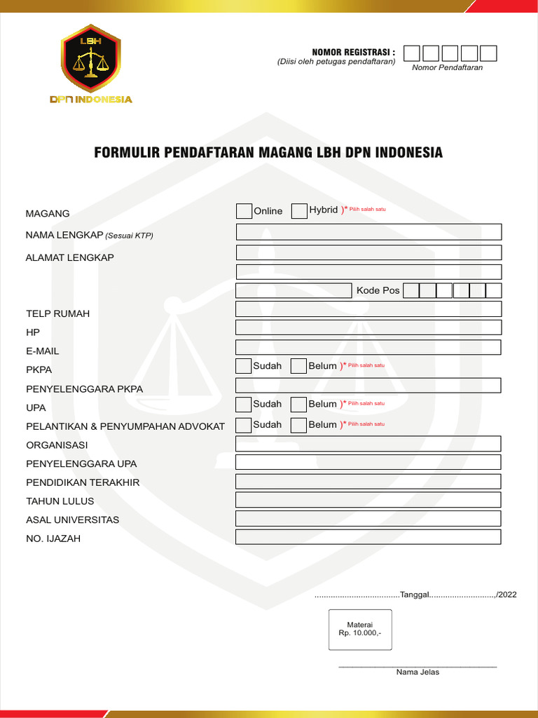 Formulir Pendaftaran Magang-1 | PDF