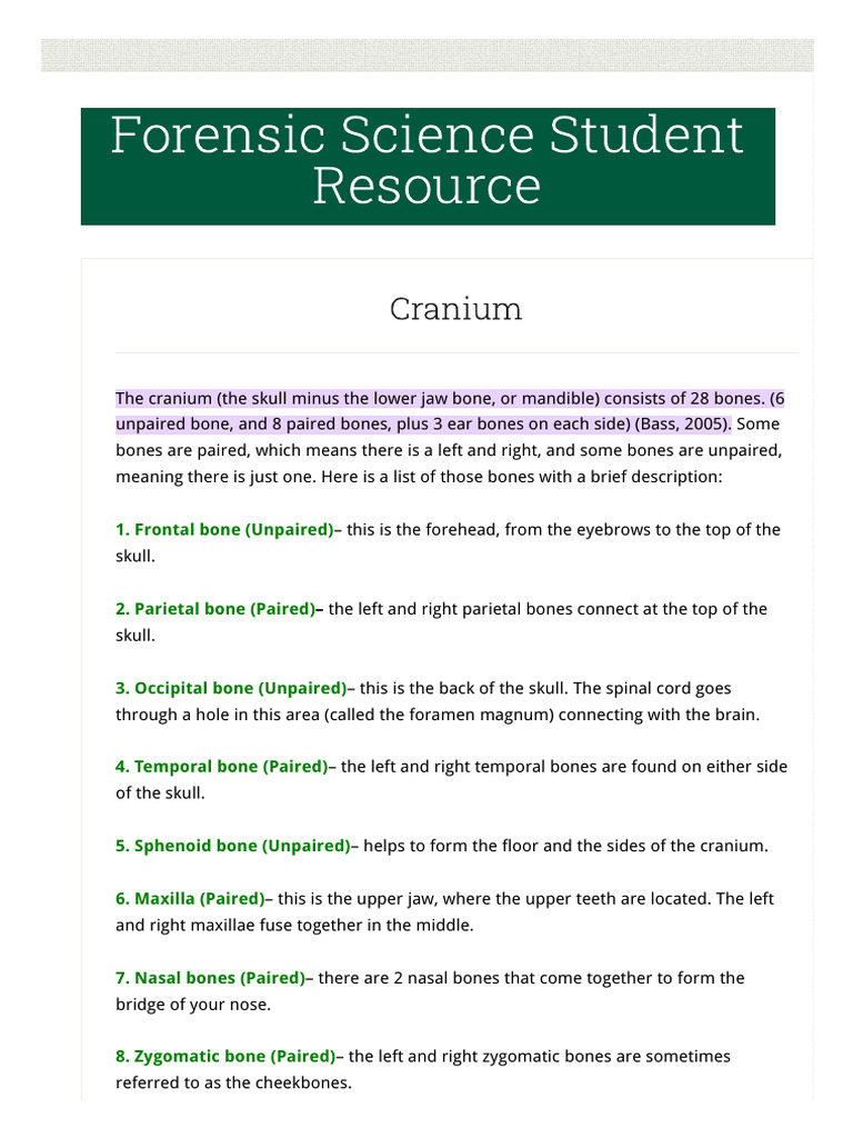 Paired and Unpaired Bones of The Skull | PDF | Skull | Human Anatomy