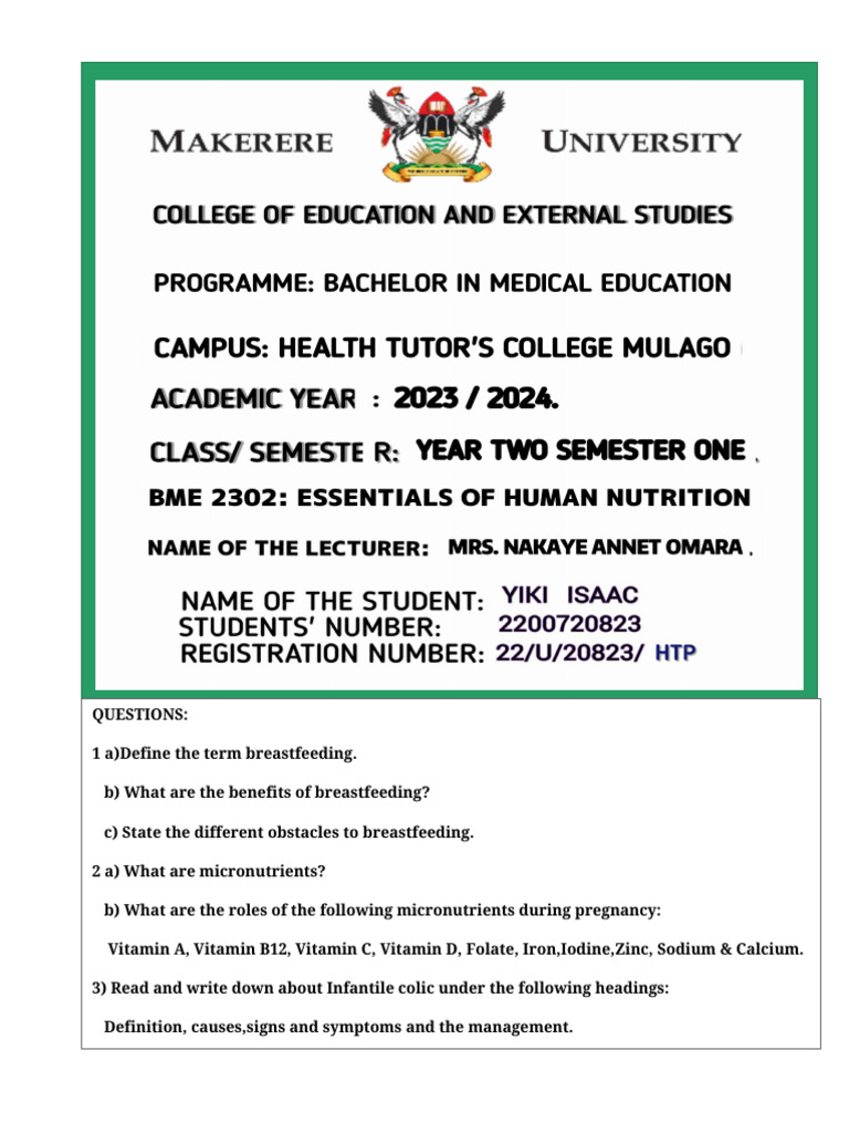 Coursework Questions One by Mrs...... | PDF