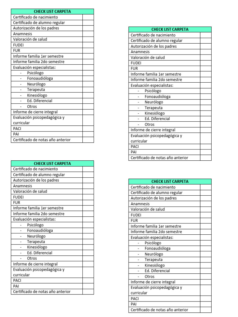 Check List | PDF