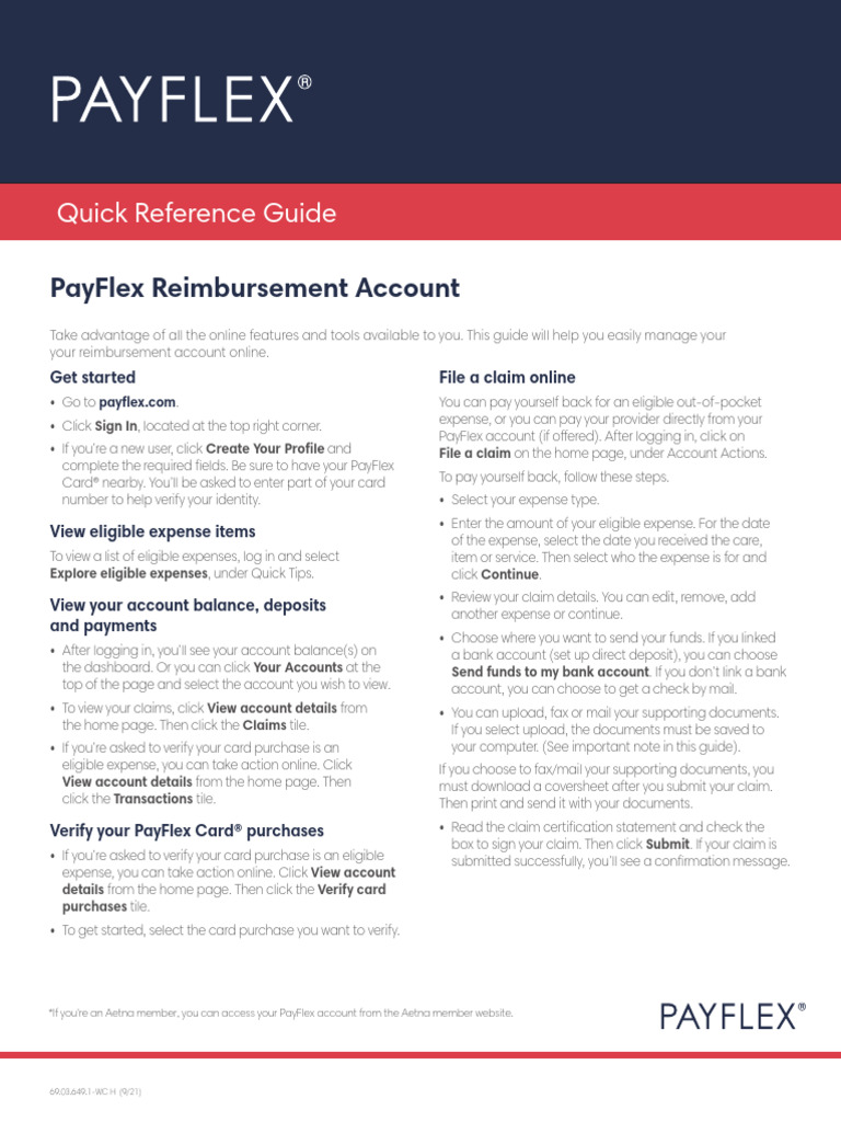 PayFlex Reimbursement Account Quick Reference Guide | PDF