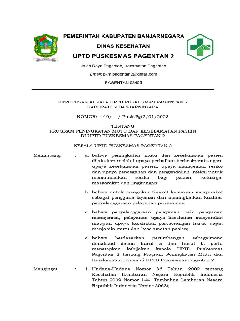 SK Program Peningkatan Mutu | PDF