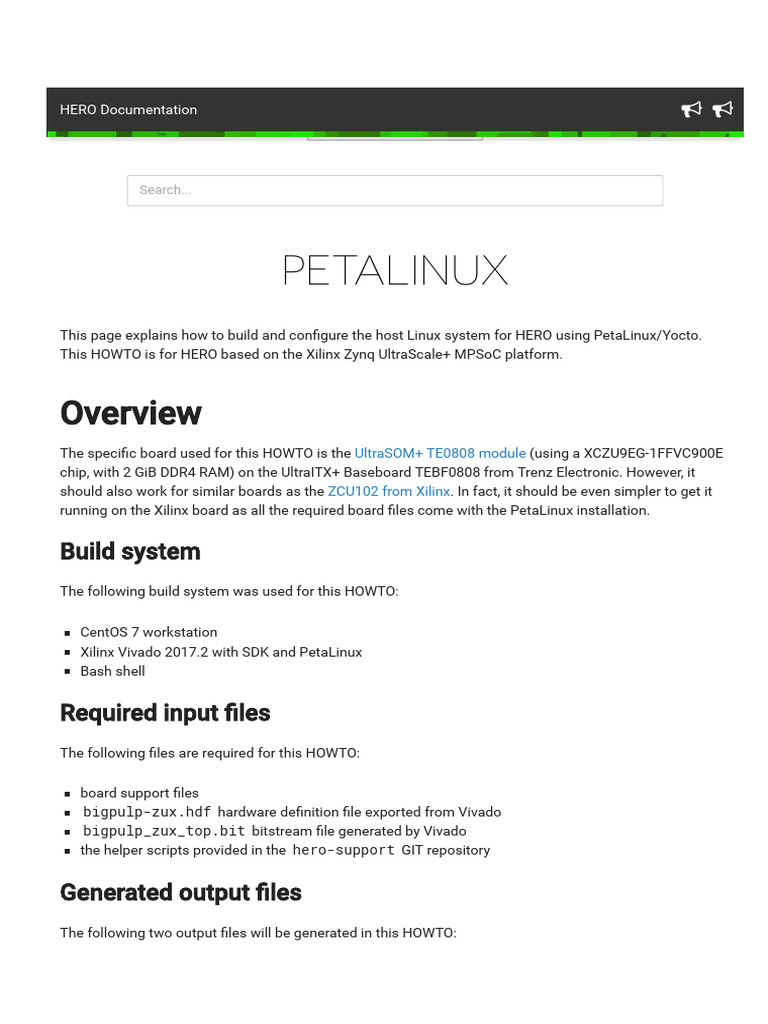 Pulp Platform Org Hero Doc Software Host Petalinux | PDF