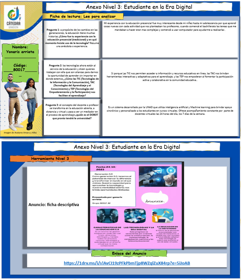 Anexo - Nivel 3 Yonaris Arrieta | PDF | Aprendizaje | Comunicación humana