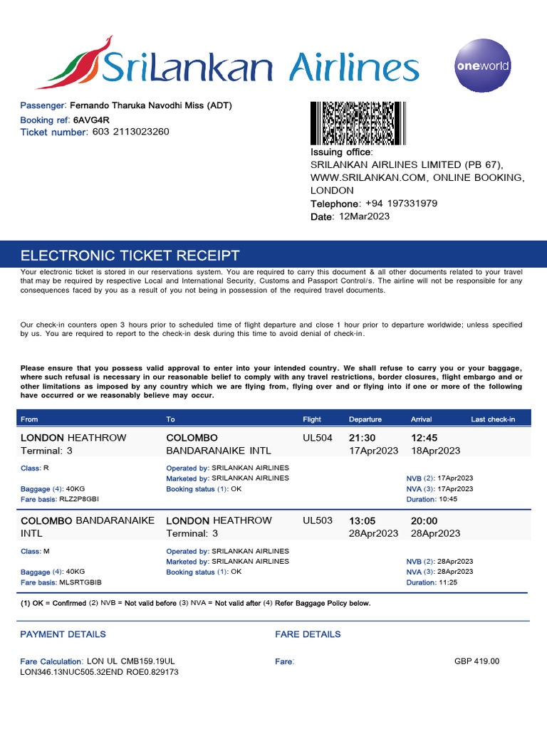 Tharuka Navodhi Fernando, Adt, 17apr, CMB | PDF | Debit Card | Credit Card