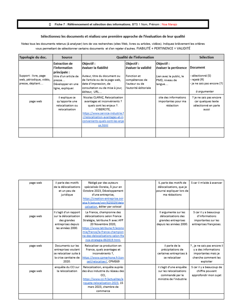 Fiche 7 - Noa Marajo | PDF