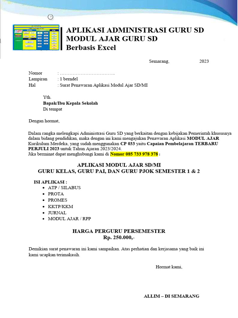 Modul Ajar SD Lengkap Semua Kelas Master - 095511-1 | PDF