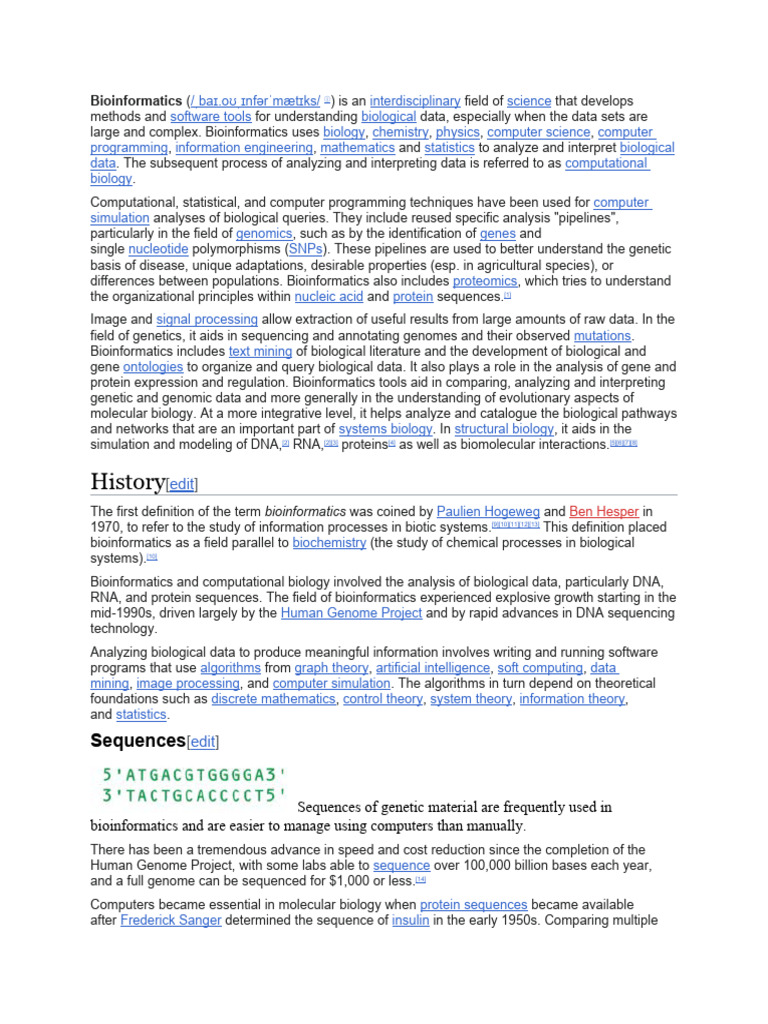 Bioinformatics Pdf Bioinformatics Molecular Biology