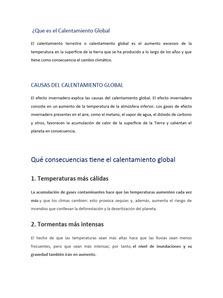 Que Es El Calentamiento Global | PDF | Gases de efecto invernadero ...