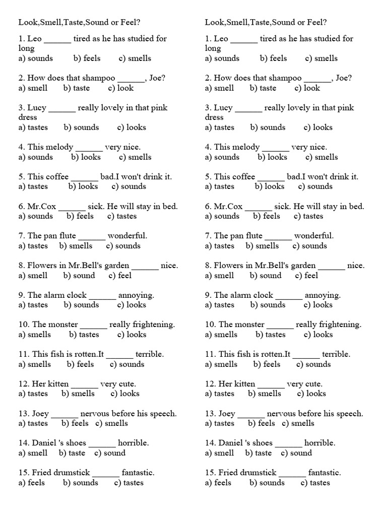 Sense Verbs Exercises 1 | PDF