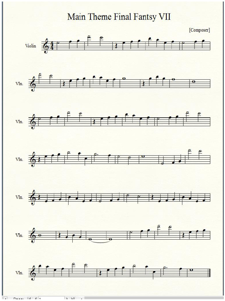 Final Fantasy 7 Main Theme | PDF