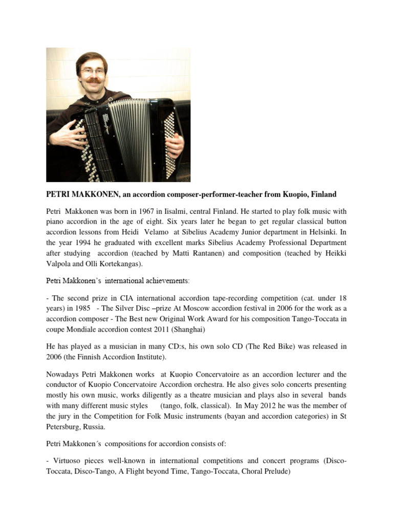 Petri Makkonen: Accordion Composer & Teacher | PDF | Accordion ...
