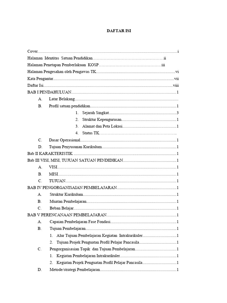 Contoh KOSP TK | PDF