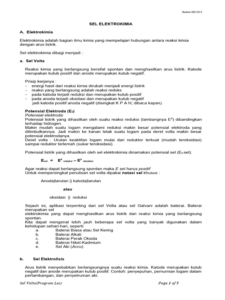 Sel Volta | PDF | Metode & Bahan Ajar | Sains & Matematika