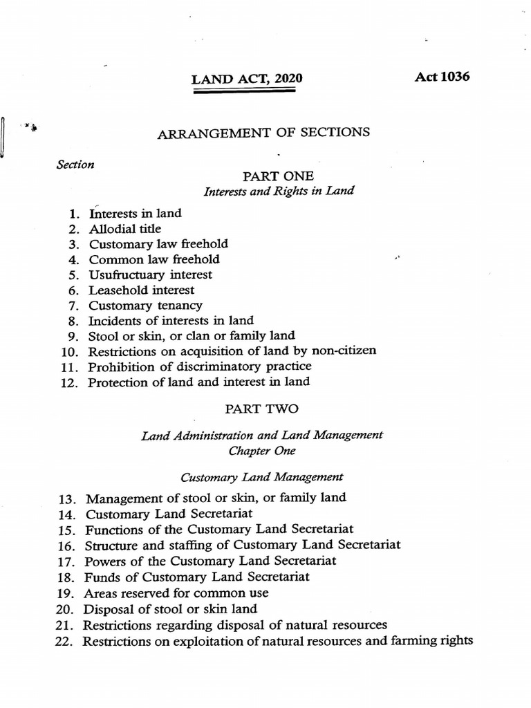 Land Act, 2020. Act 1036 | PDF
