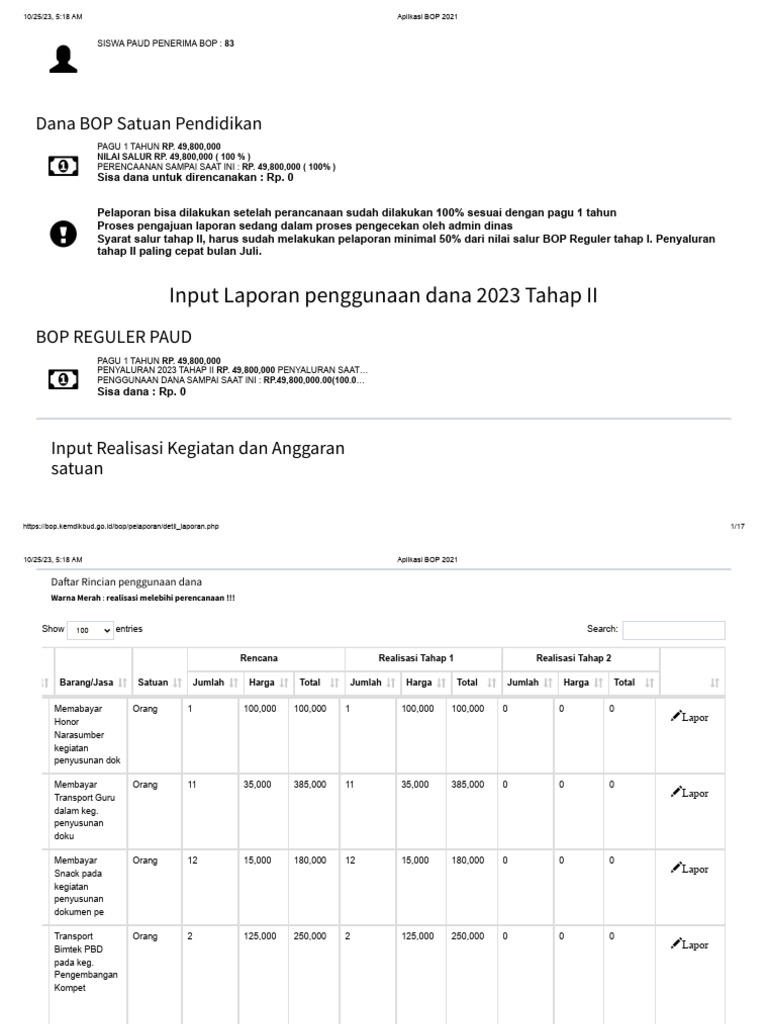 Perencanaan Laporan 2023 Tahap 2 | PDF