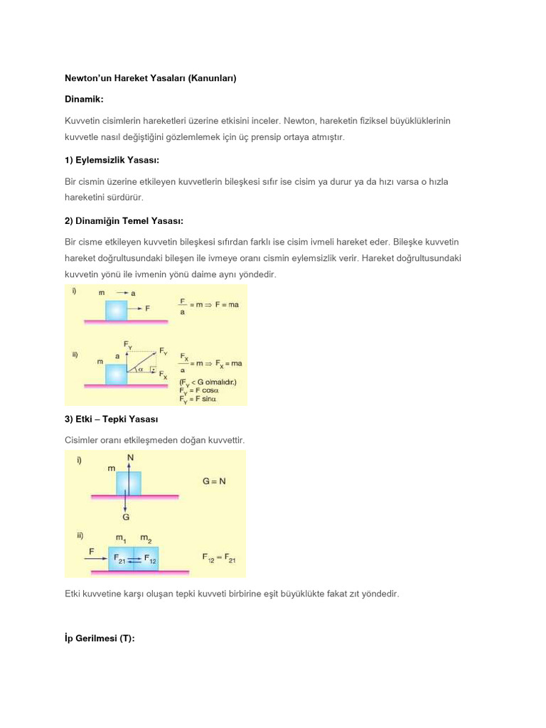 Newton'un Hareket Yasaları (Kanunları) | PDF