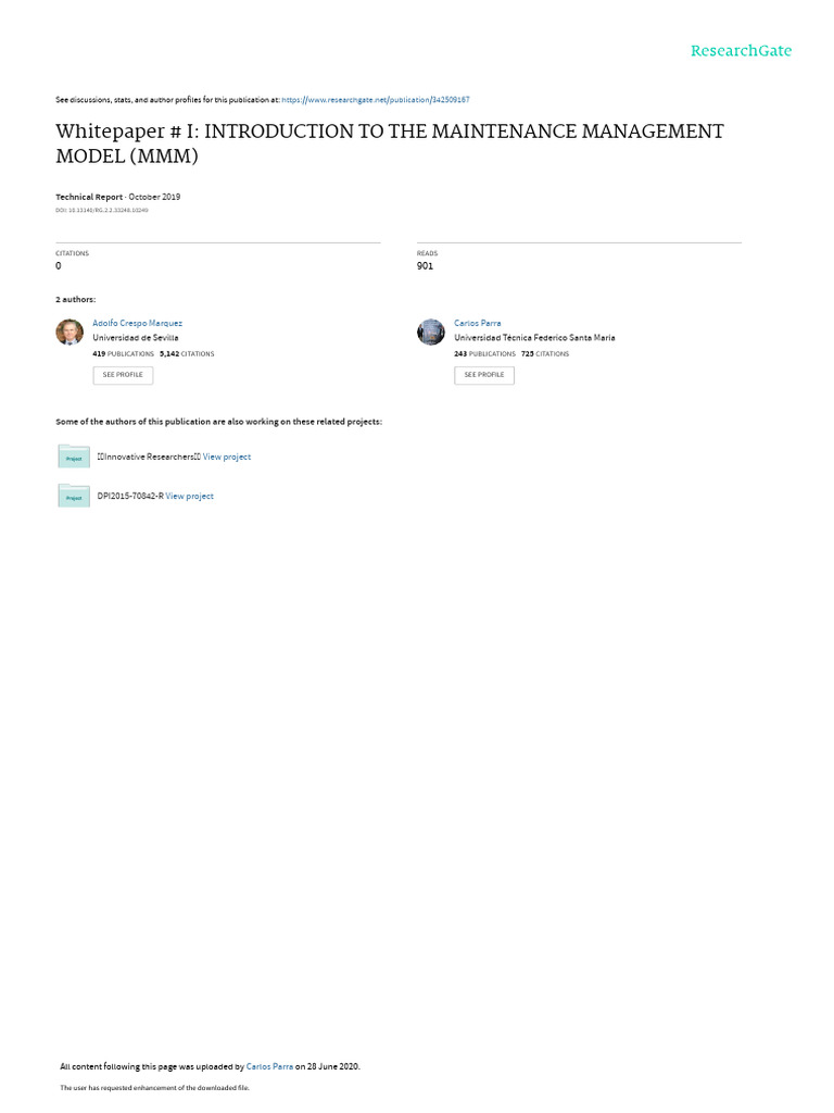 Introduction To Maintenance Management Model (MMM) | PDF