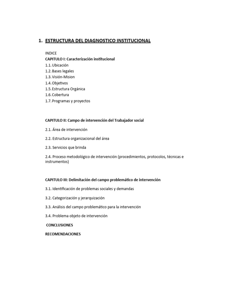 Estructura Del Diagnostico Institucional | PDF