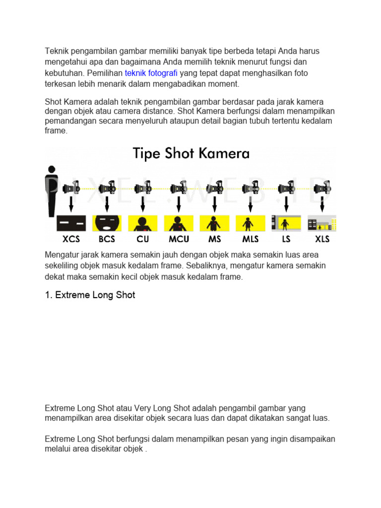 Teknik Fotografi: 1. Extreme Long Shot | PDF