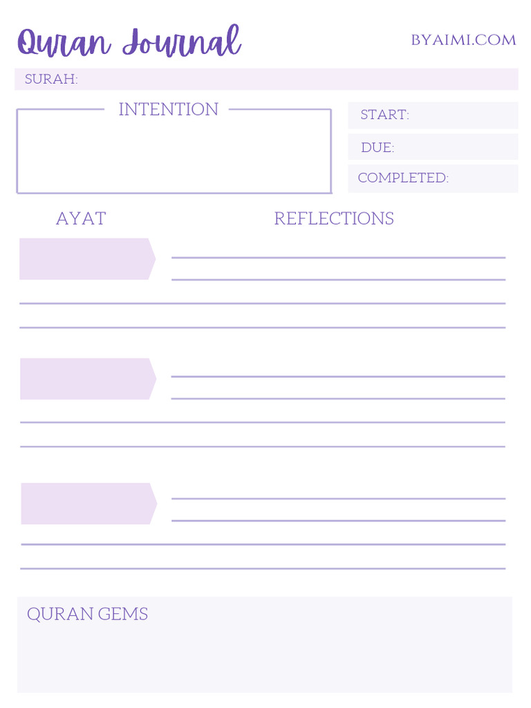 Quran Journal Templates | PDF