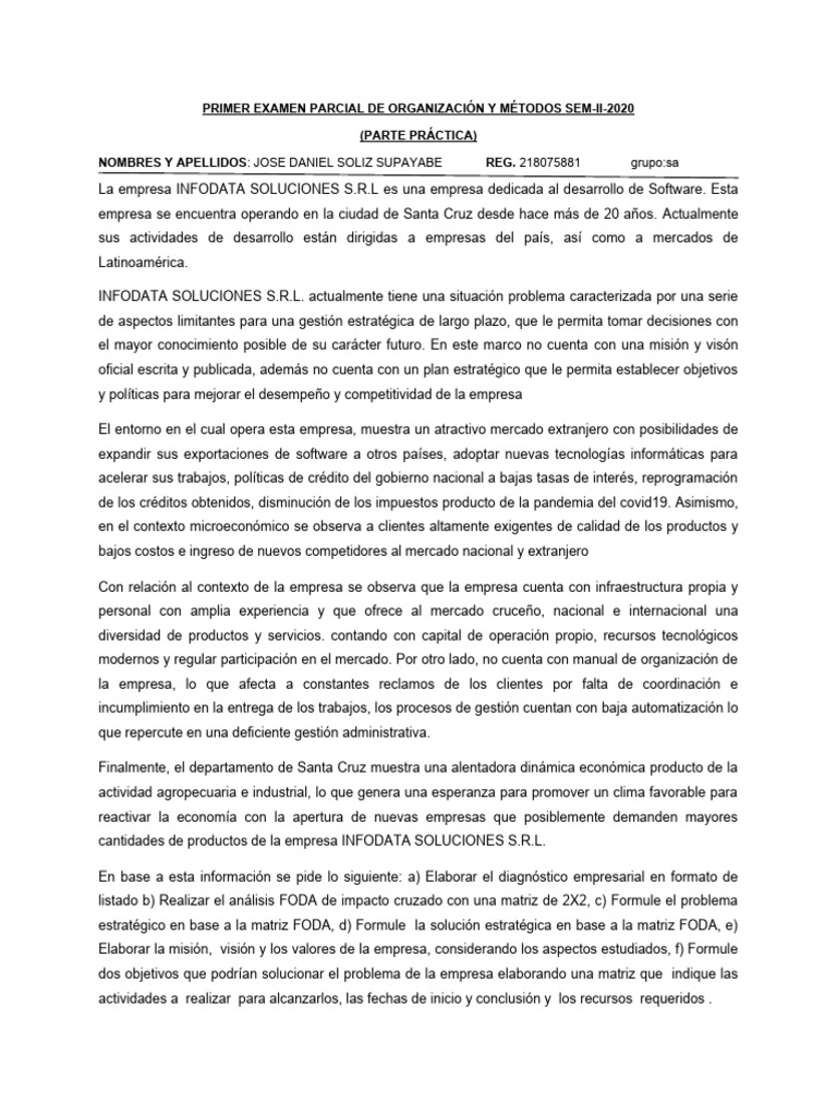 Examen Practica | PDF | Análisis FODA | Business