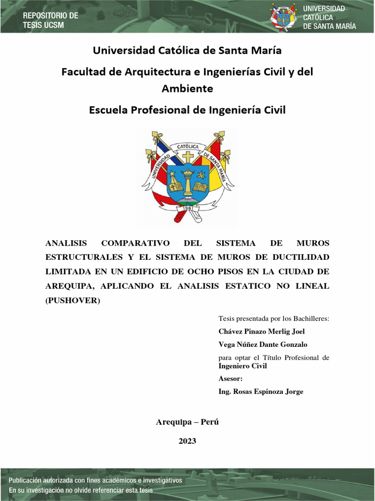 Análisis Comparativo Del Sistema de Muros Estructurales y El Sistema de Muros de Ductilidad ...