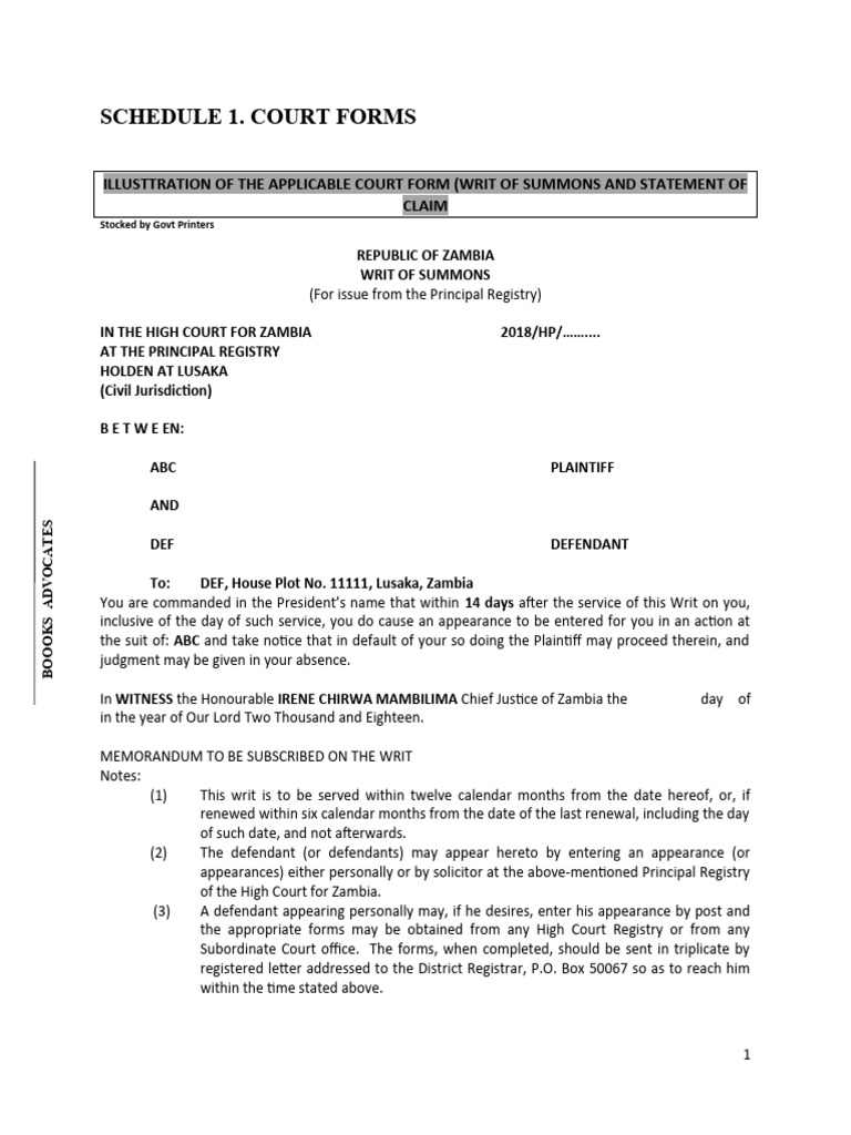 COURTFORMS | Download Free PDF | Default Judgment | Summons
