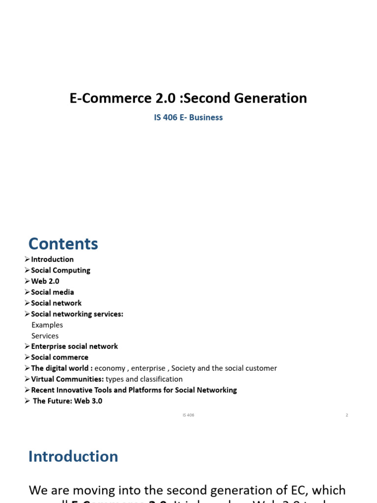 Lecture 2 E-Commerce 2 - 230228 - 002216 | PDF | Web 2.0 | Social Networking Service