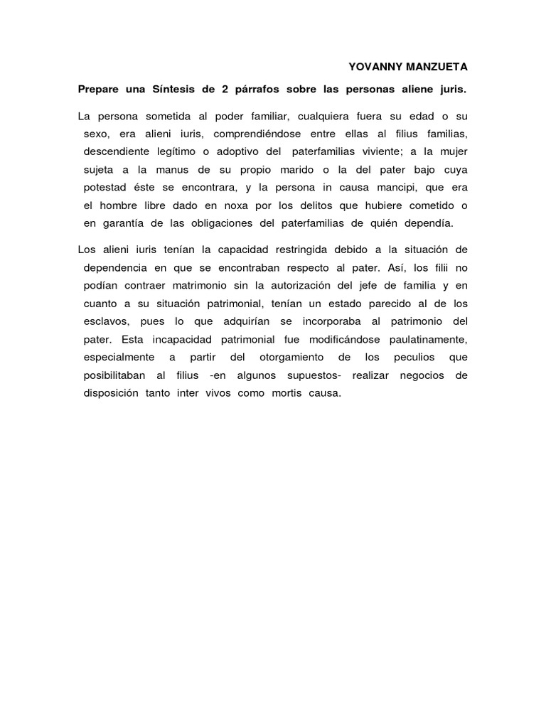 Personas Alieni Juris: Contratos y Delitos | PDF