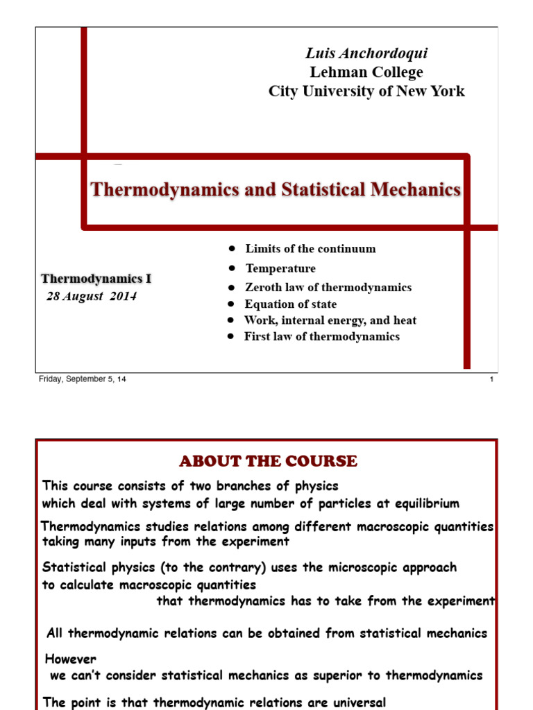 Mcgill University: Thermodynamics and Statistical Mechanics | PDF ...
