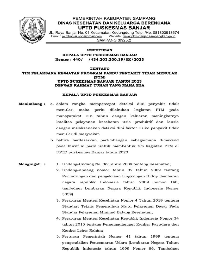 SK Tim Pandu PTM Puskesmas Tanpa So Okey | PDF | Pengembangan Diri ...