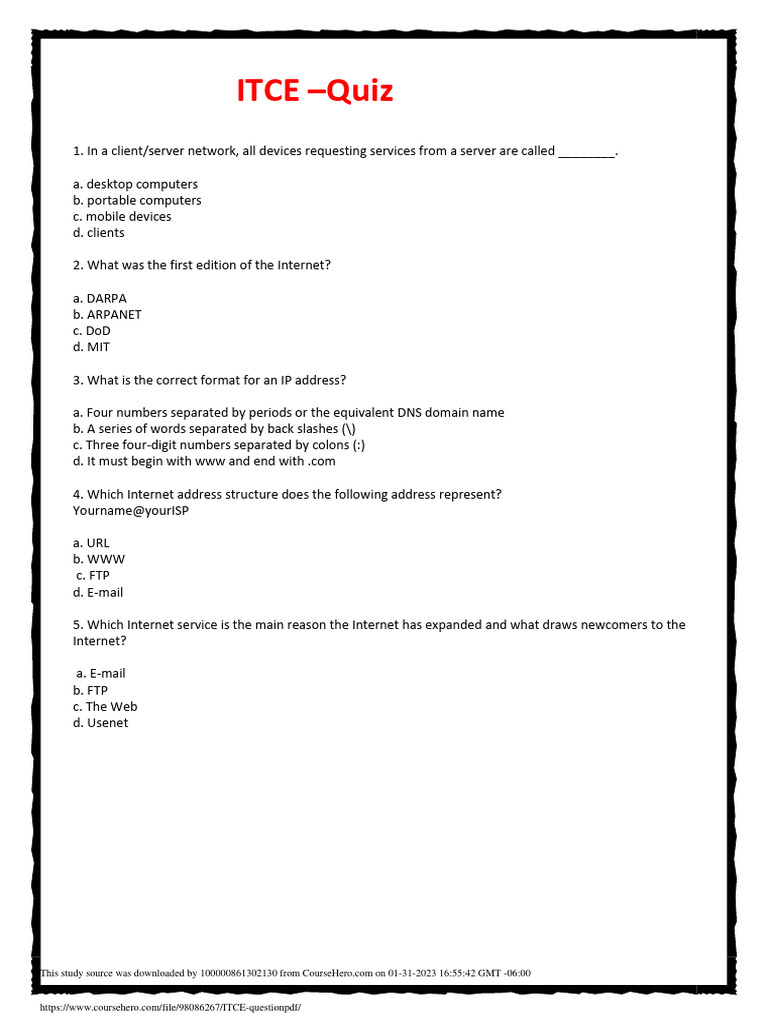 ITCE Question PDF | PDF