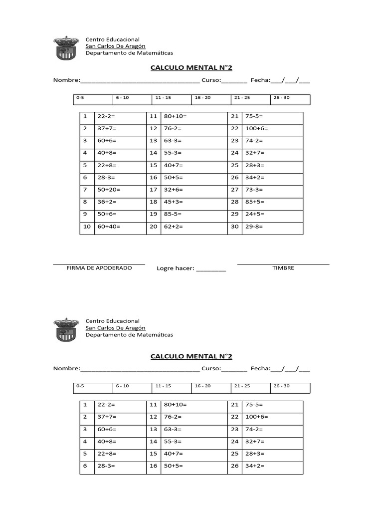 Calculo Mental N°2 | PDF