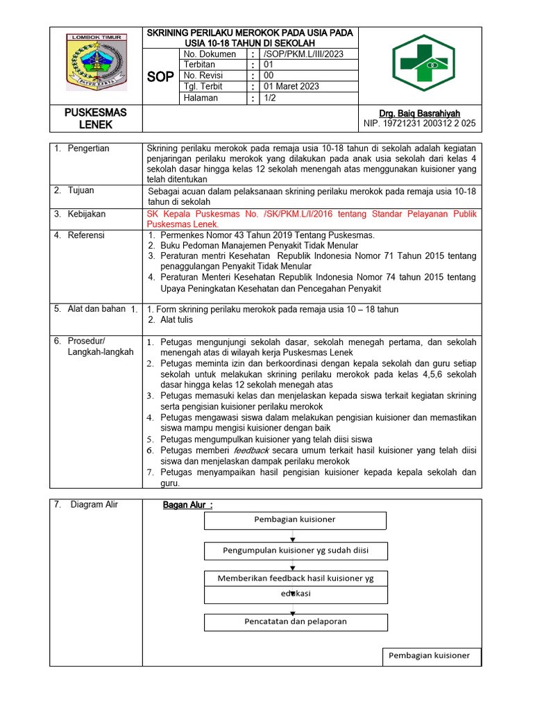 Sop Skrining Merokok | PDF