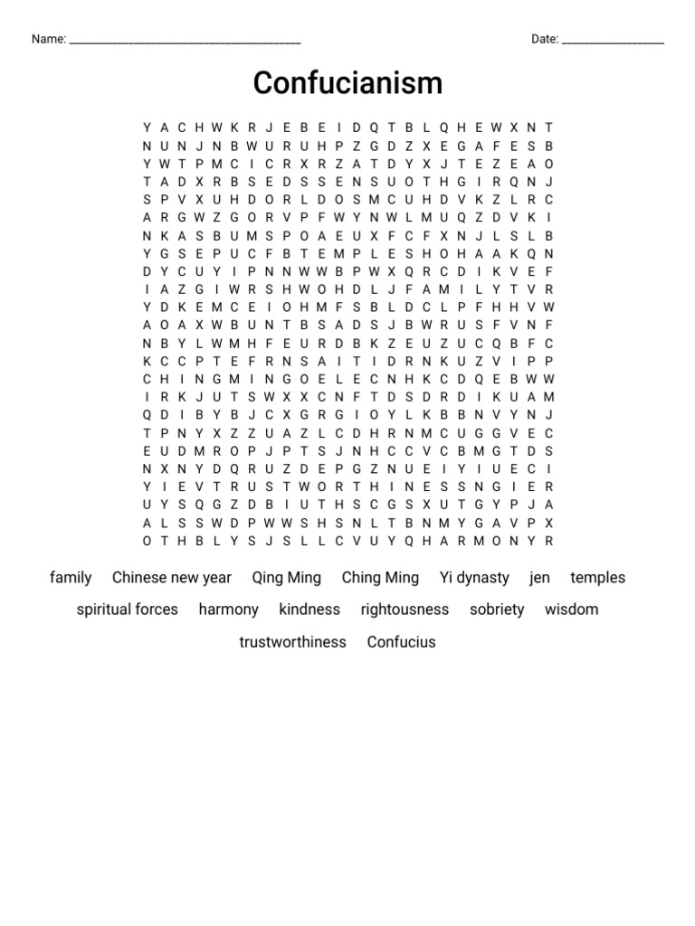 Confucianism Word Search | PDF