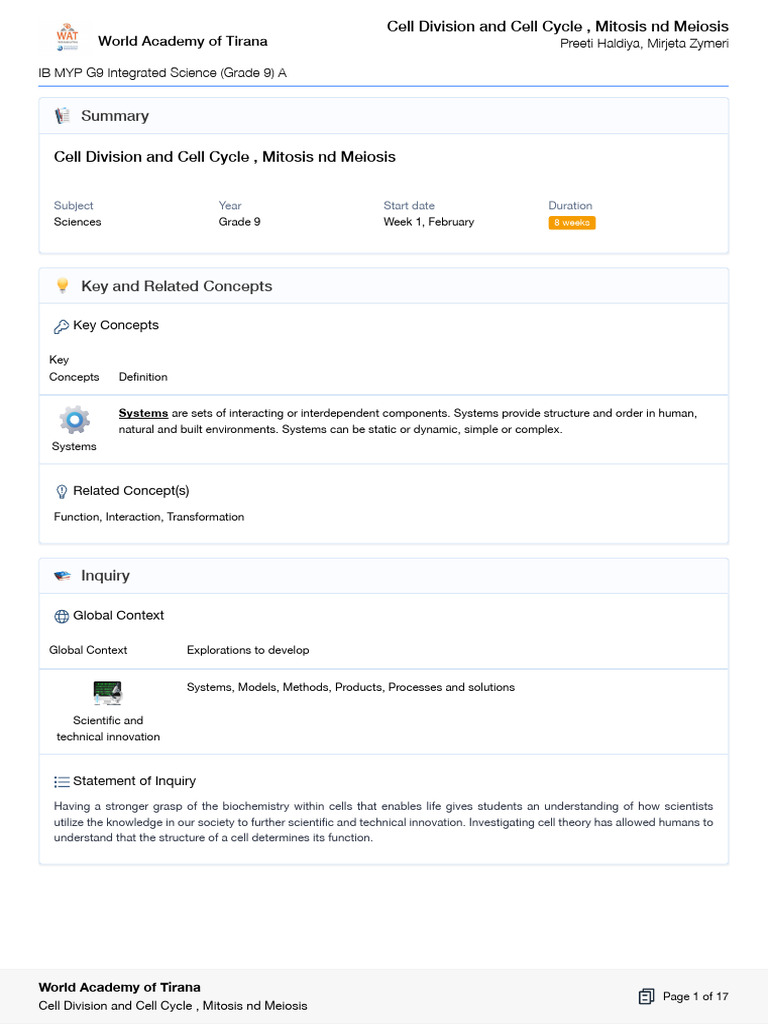 Grade 9 Cell Division Overview | PDF | Meiosis | Mitosis