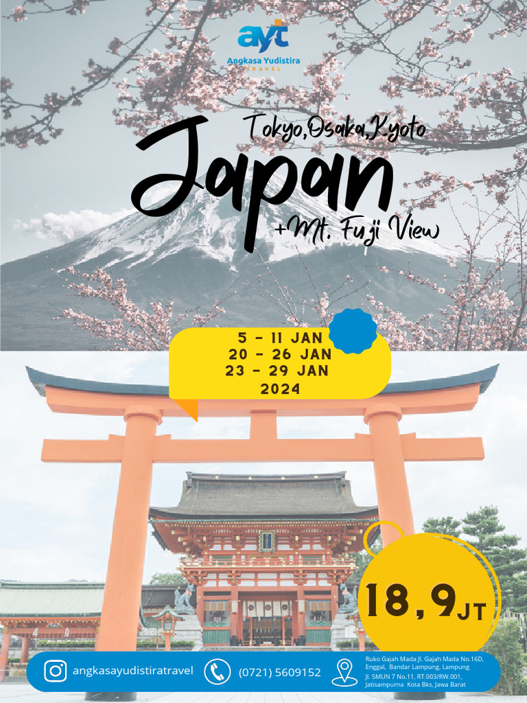 Japan Triangle (Osaka-Kyoto-Tokyo MT - Fuji) Winter Januari 2024 | PDF